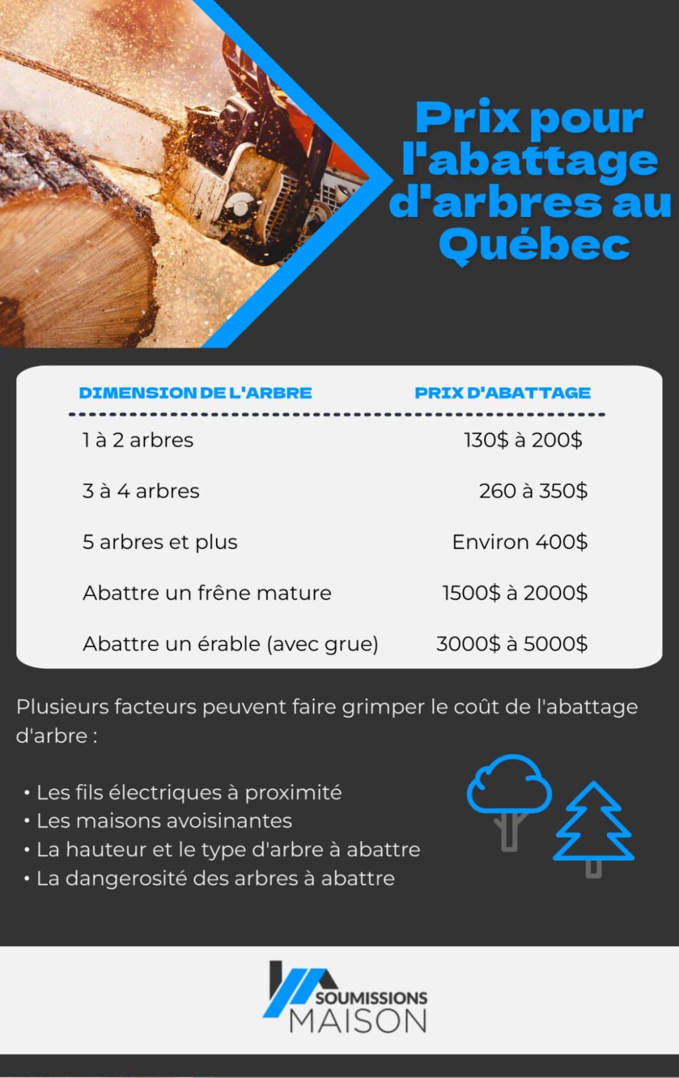 Quel prix pour l’abattage d’arbres au Québec?Soumissions Maison